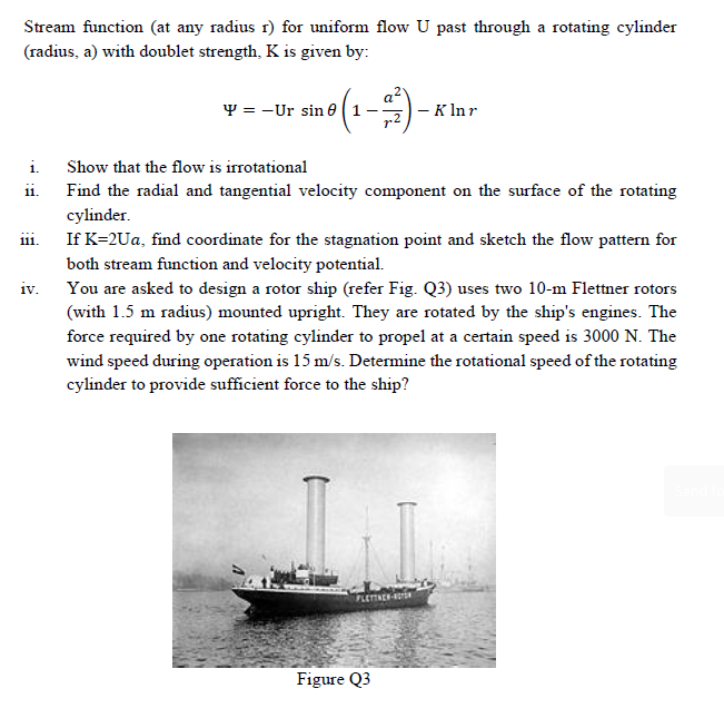 Solved Stream function (at any radius I) for uniform flow U | Chegg.com