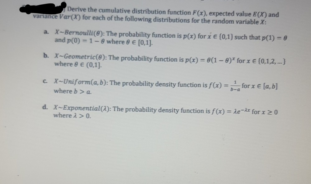 Solved Derive the cumulative distribution function F(x), | Chegg.com