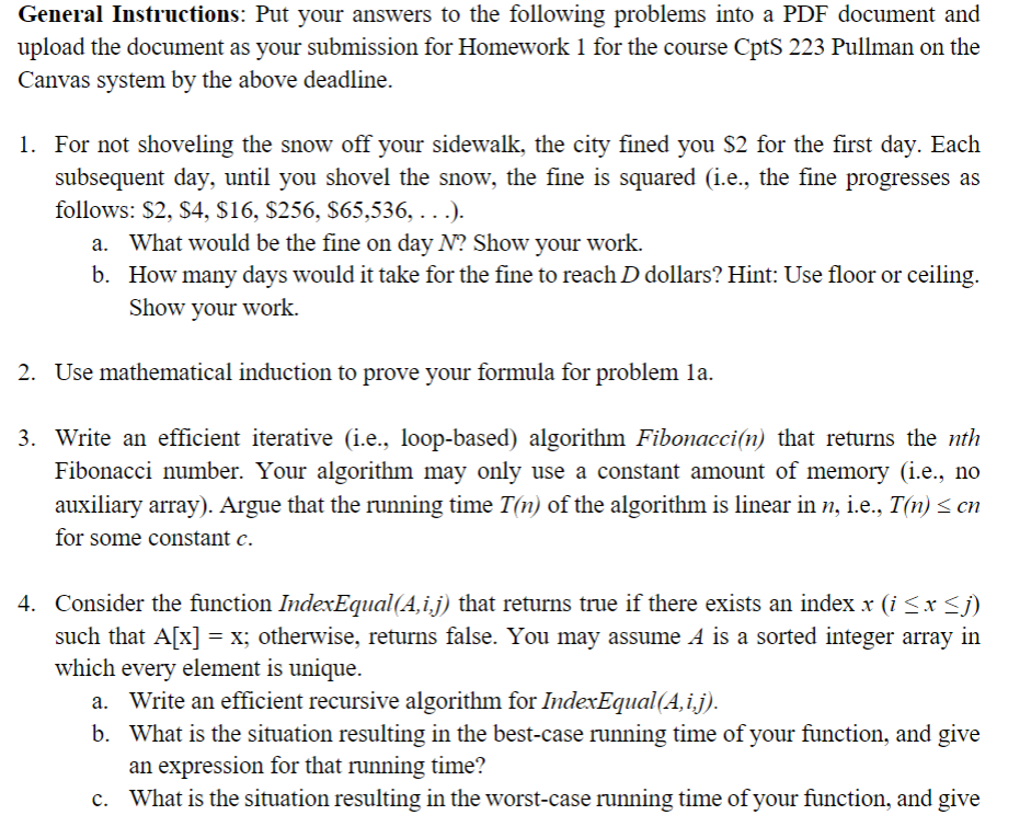 Solved General Instructions: Put your answers to the | Chegg.com