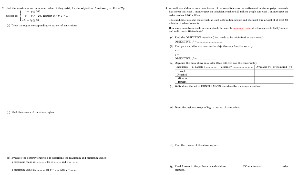 Solved 2. Find the maximum and minimum value, if they exist, | Chegg.com
