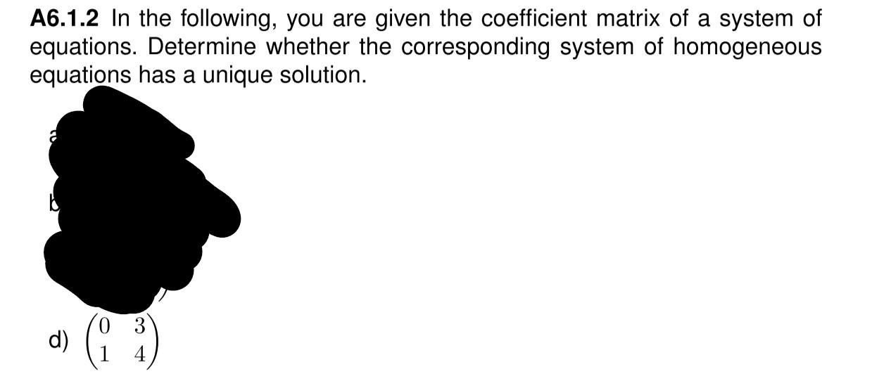 Solved A6.1.2 In the following, you are given the | Chegg.com