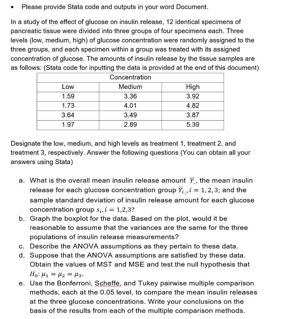 Solved - Please provide Stata code and outputs in your word | Chegg.com