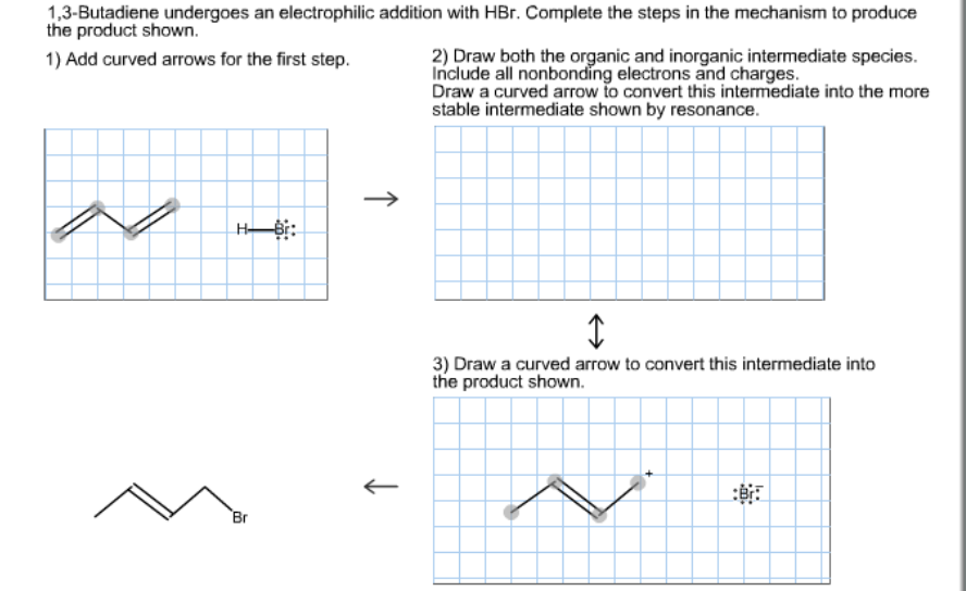 Solved 1,3-Butadiene undergoes an electrophilic addition | Chegg.com