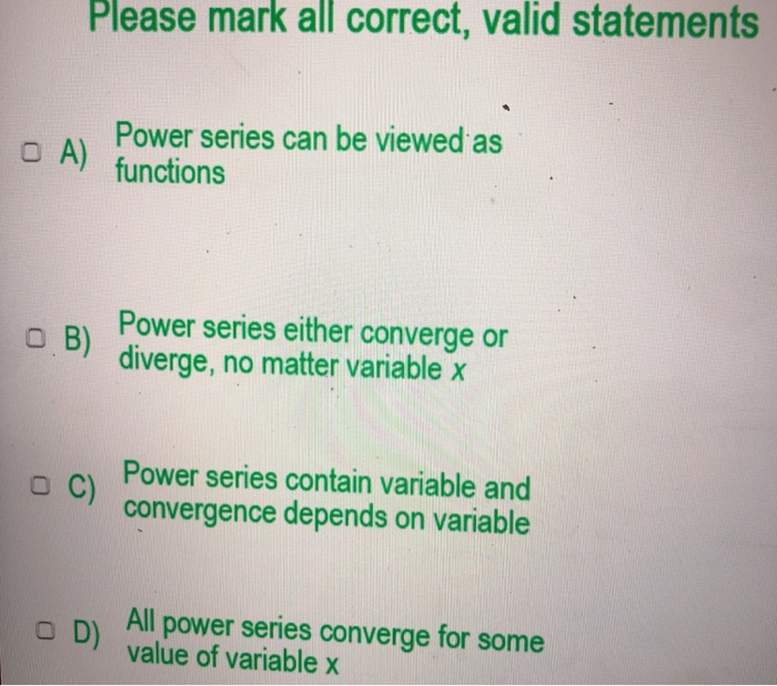 Solved Please mark all correct, valid statements Power | Chegg.com