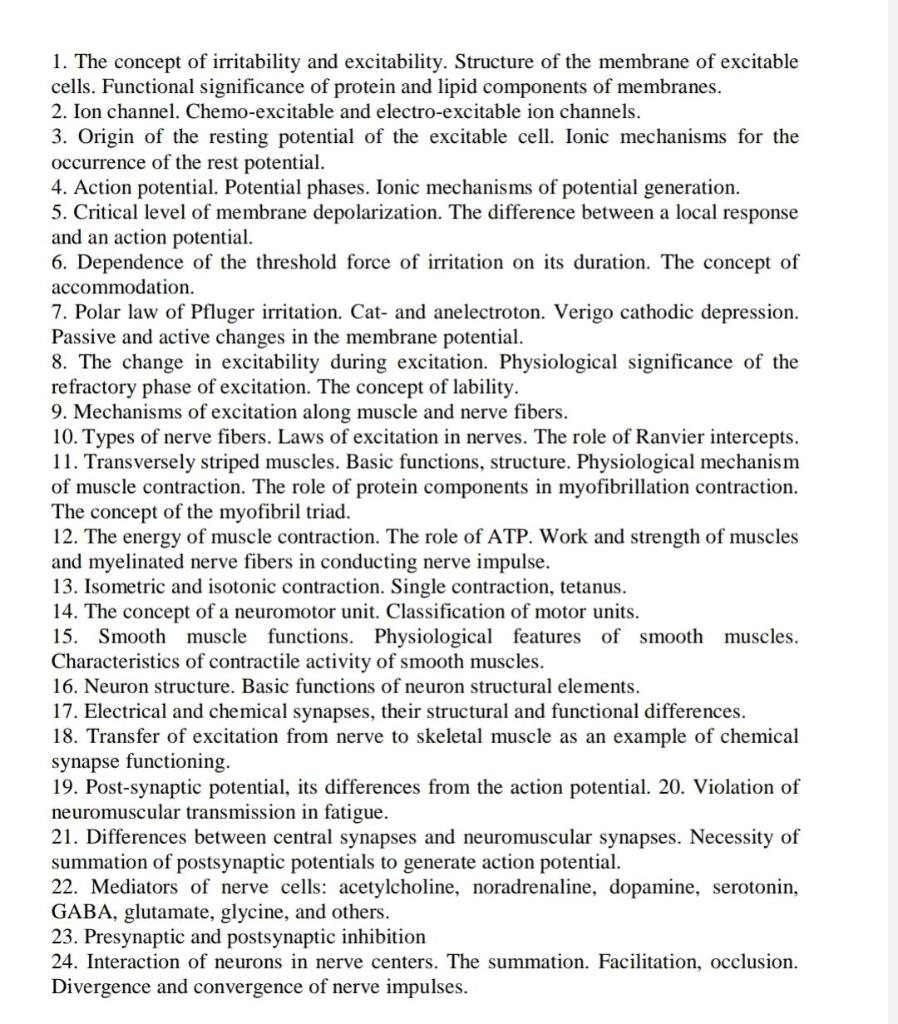 Solved 1. The concept of irritability and excitability. | Chegg.com