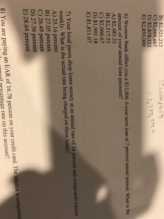Solved B) $2,521,212 C) $2,666,667 D) $2,858,122 E) | Chegg.com