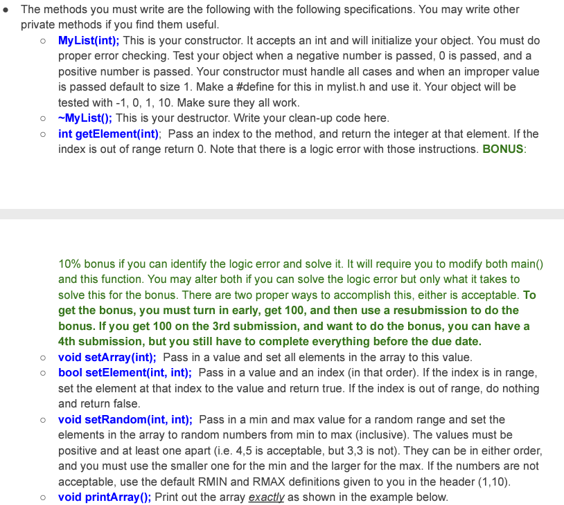 Solved I need to modify my "int getElement()" method and | Chegg.com