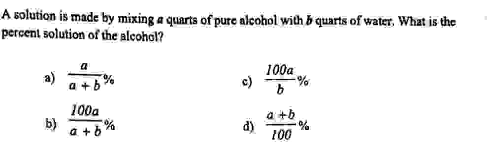 Solved A solution is made by mixing a quarts of pure alcohol | Chegg.com
