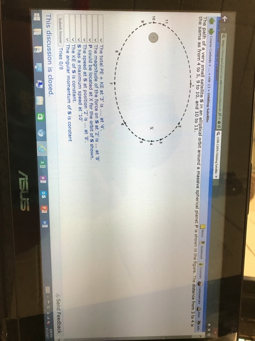 Solved The path of a very small satellite S in an elliptical | Chegg.com