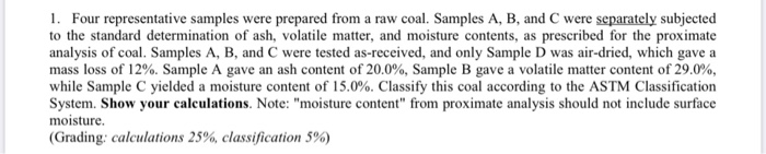 1. Four representative samples were prepared from a | Chegg.com