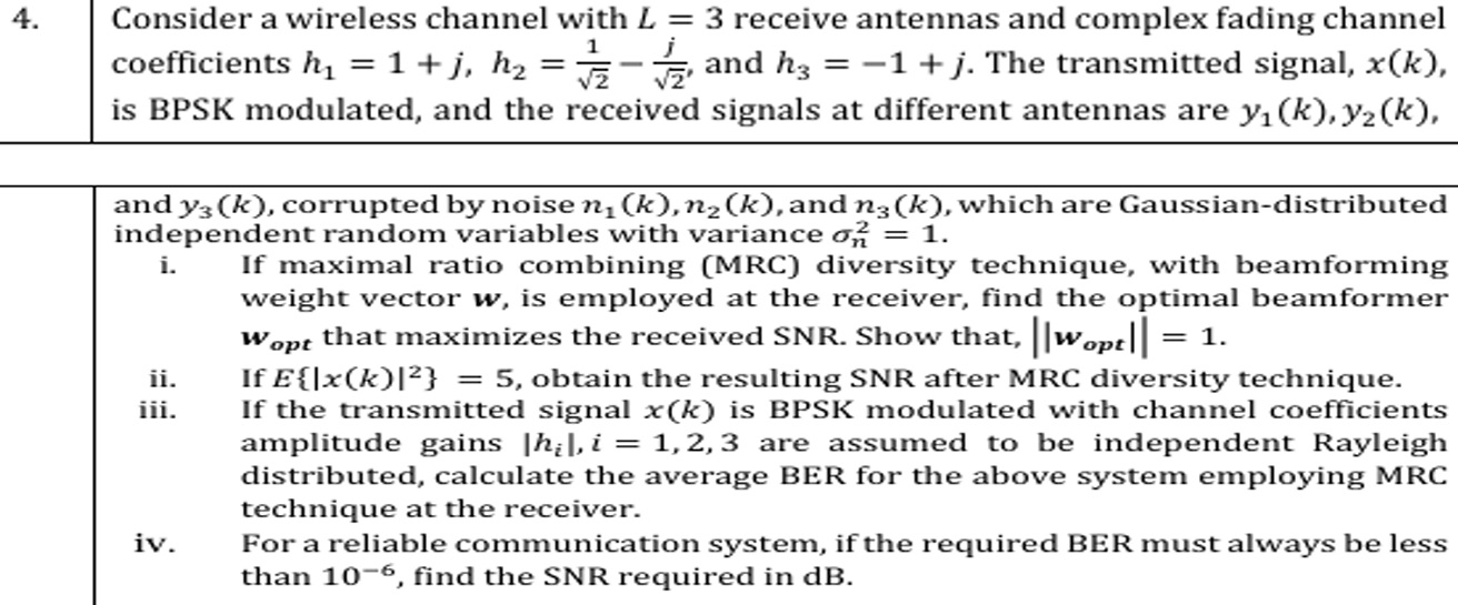Solved Consider a wireless channel with L=3 ﻿receive | Chegg.com