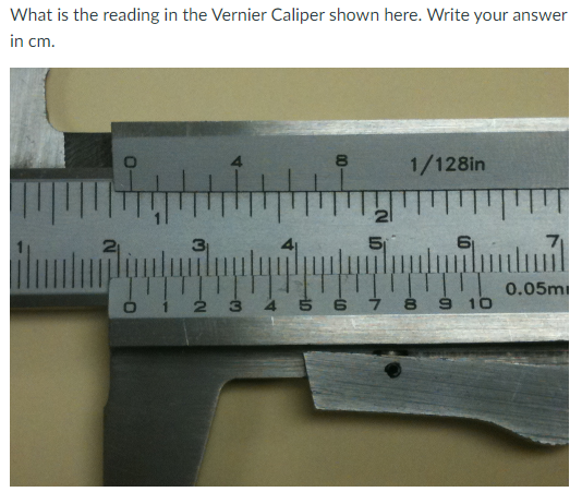 Solved What is the reading in the Vernier Caliper shown | Chegg.com