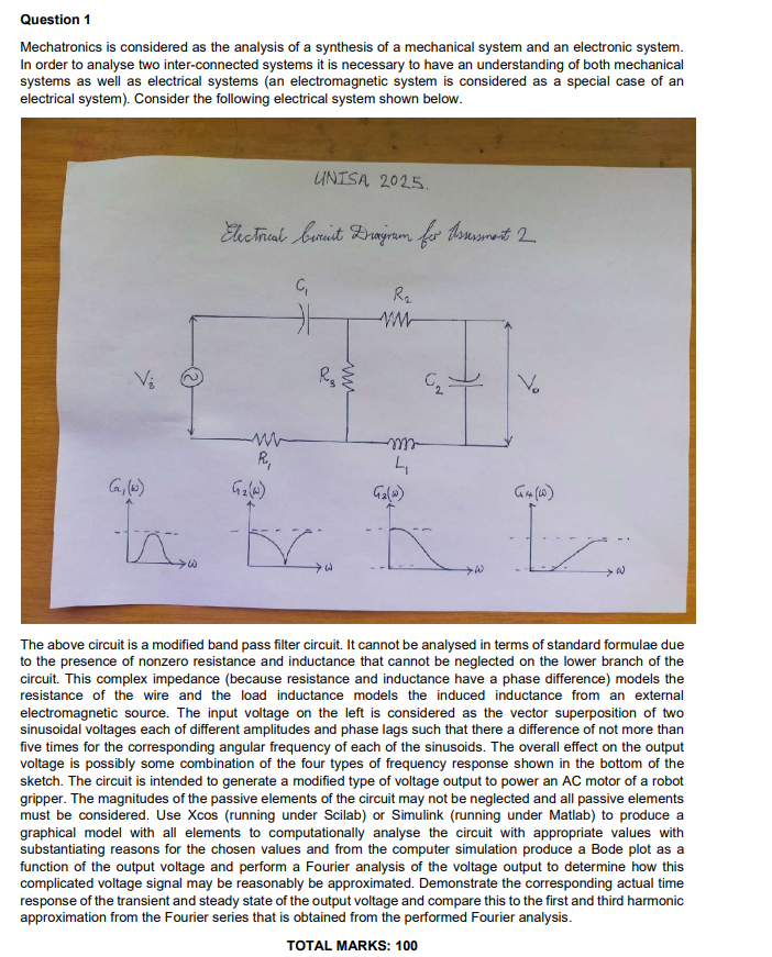 The above circuit is a modified band pass filter | Chegg.com
