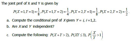 Solved The joint pmf of x ﻿and Y ﻿is given | Chegg.com