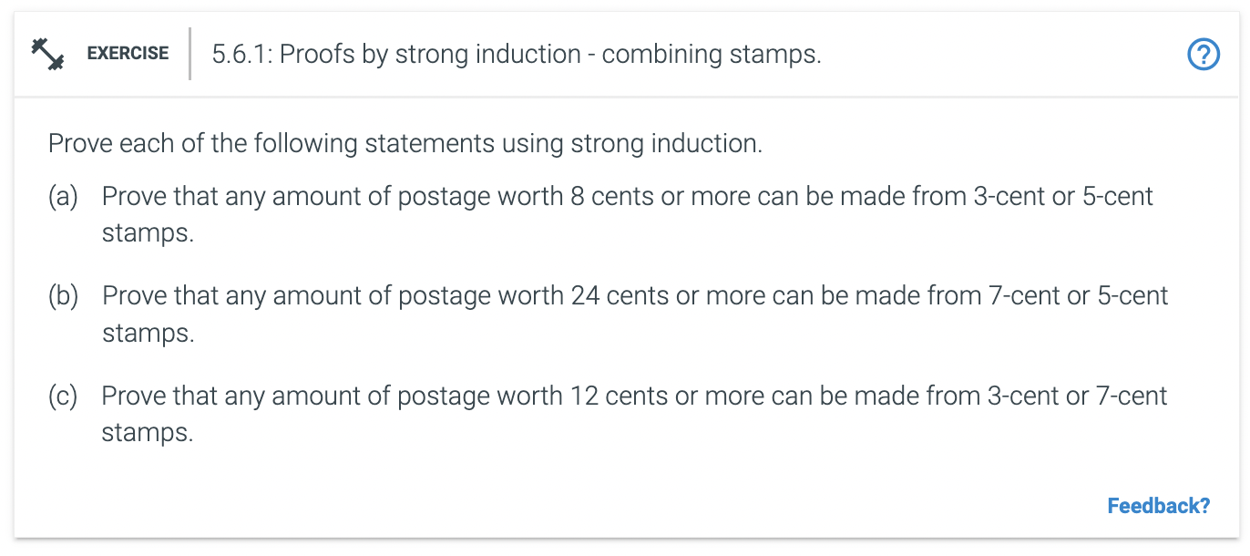 Solved 5.6.1: Proofs by strong induction - combining stamps. | Chegg.com