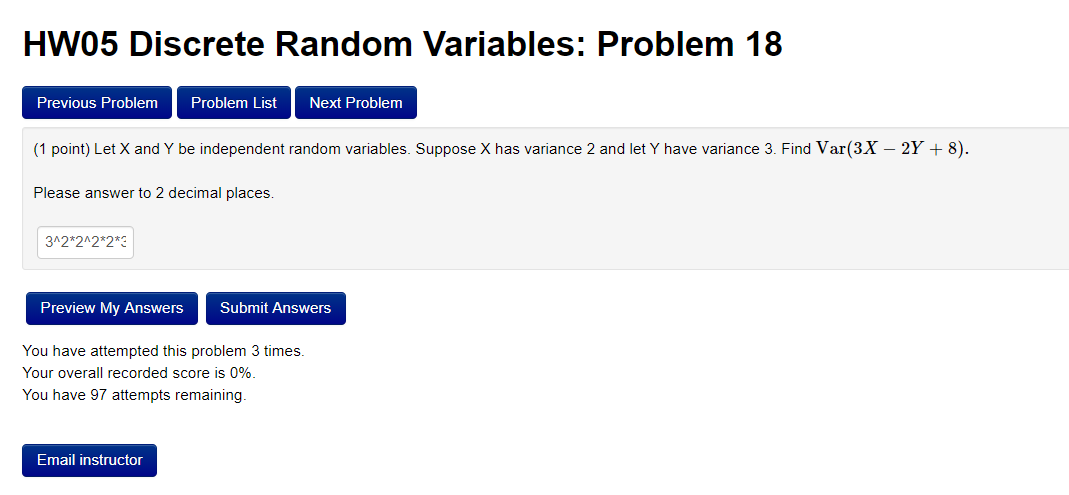 Solved HW05 Discrete Random Variables: Problem 18 Previous | Chegg.com