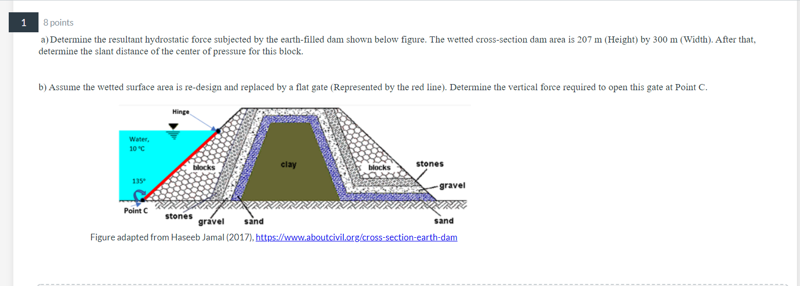 Solved 1 8 points a) Determine the resultant hydrostatic | Chegg.com