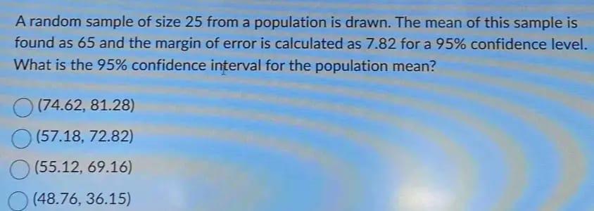 Solved A random sample of size 25 from a population is | Chegg.com