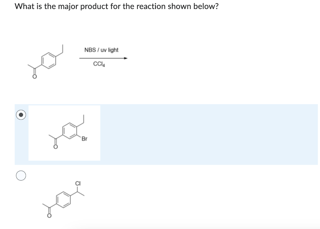 Solved What is the major product for the reaction shown | Chegg.com