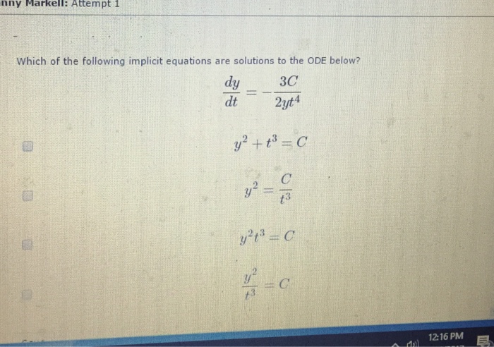 Solved Which of the following implicit equations are | Chegg.com