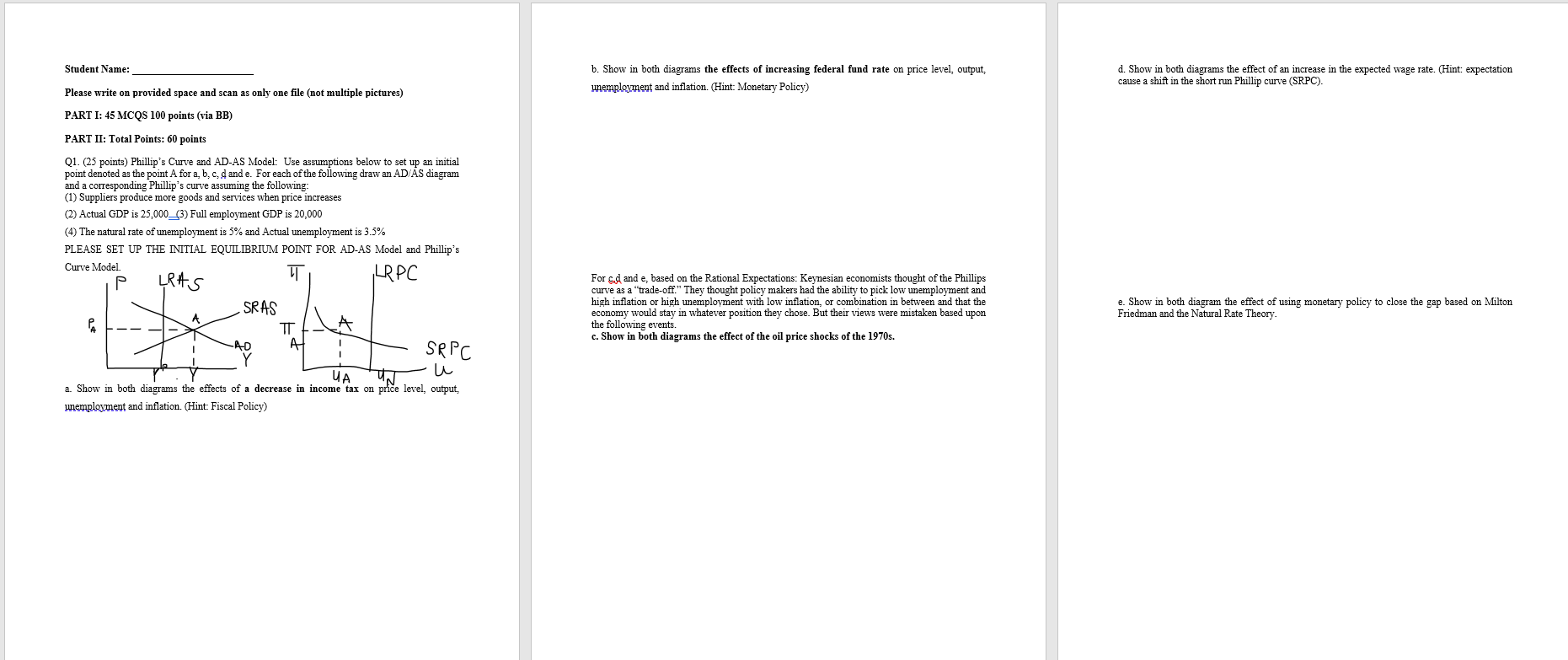 Solved Q1. (25 ﻿points) ﻿Phillip’s Curve and AD-AS Model: | Chegg.com