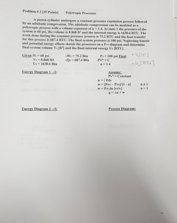 Solved Problem # 2 (35 Points] Polytropic Processes A | Chegg.com