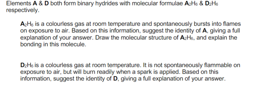 Solved Elements A & D both form binary hydrides with | Chegg.com