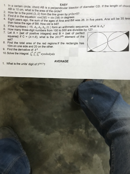 Solved In a certain circle, chord AB is a perpendicular | Chegg.com