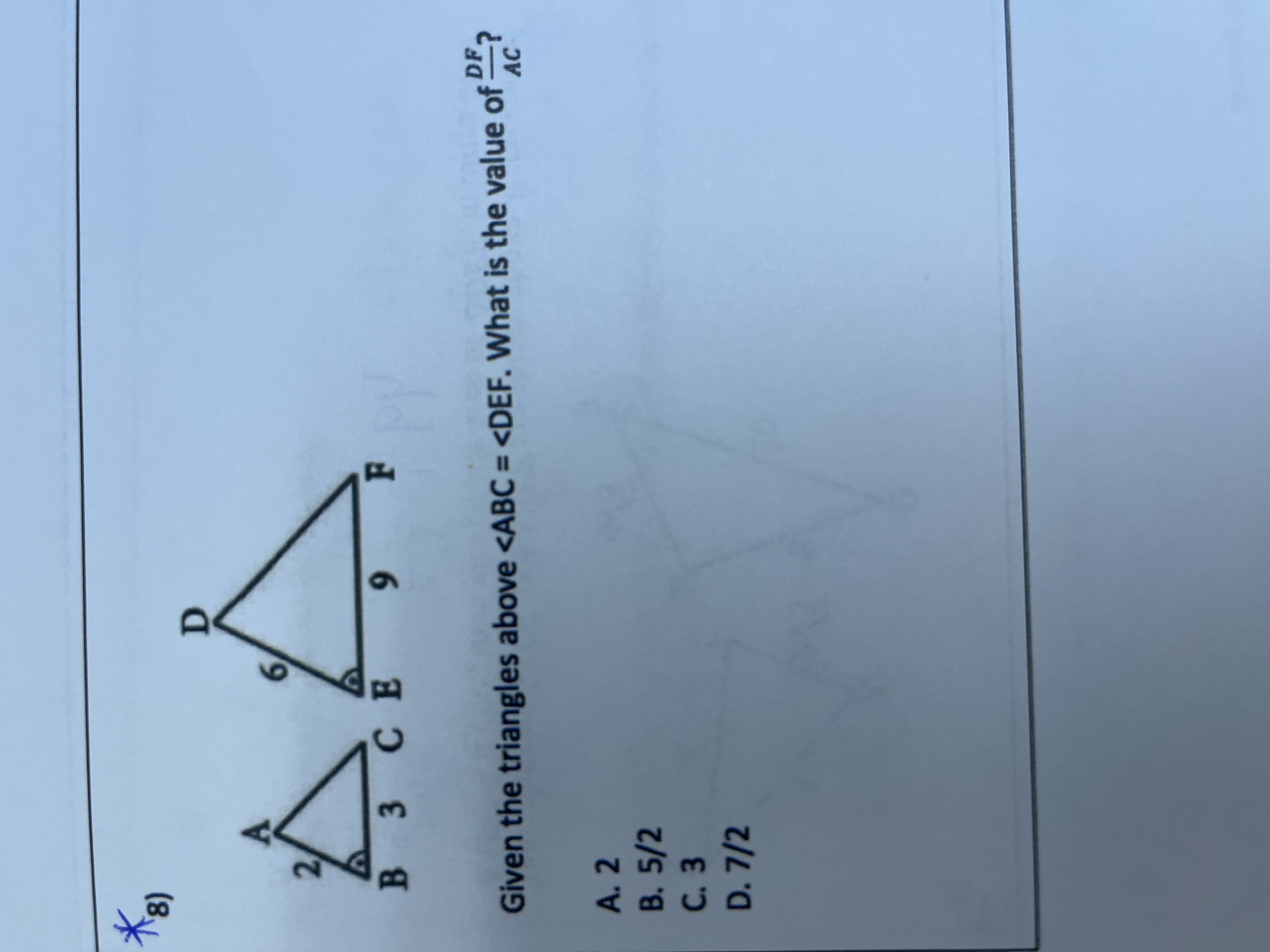 Solved Given the triangles above ??ABC??D=EF. ﻿What is the | Chegg.com