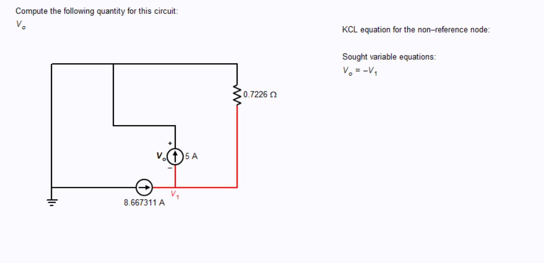 Solved Compute the following quantity for this circuit: V. | Chegg.com