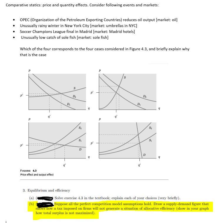 Solved Comparative statics: price and quantity effects. | Chegg.com