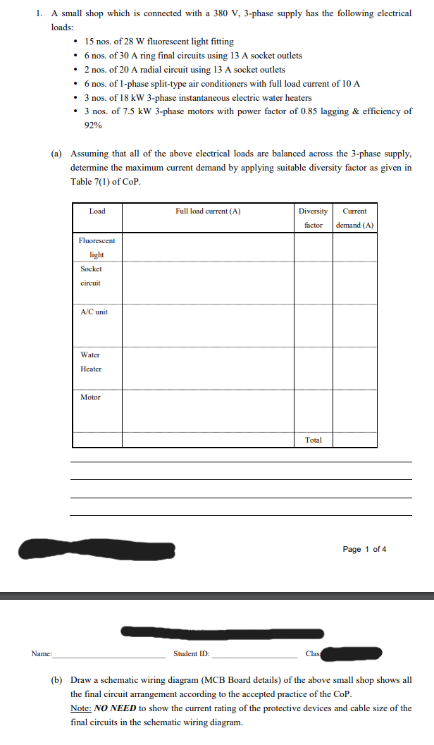 Solved (b) ﻿Draw a schematic wiring diagram (MCB Board | Chegg.com