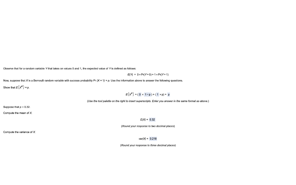 Solved Observe that for a random variable Y that takes on | Chegg.com