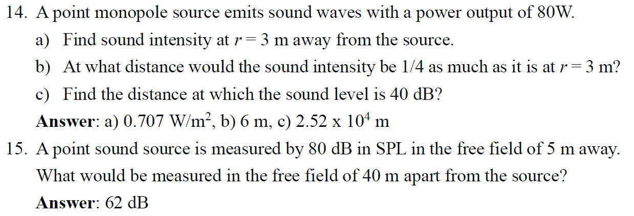 Solved 14. A point monopole source emits sound waves with a | Chegg.com
