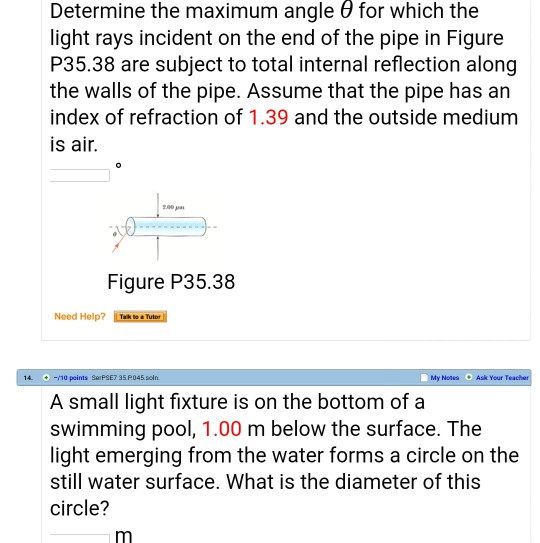 Solved Determine the maximum angle 0 for which the light | Chegg.com