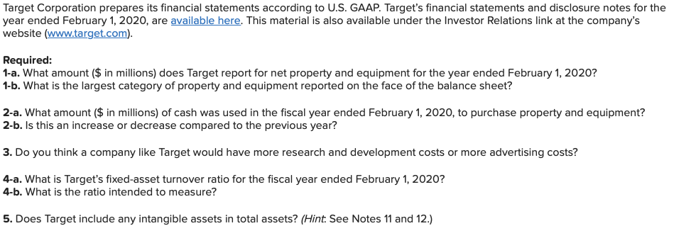Target Corporation prepares its financial statements | Chegg.com