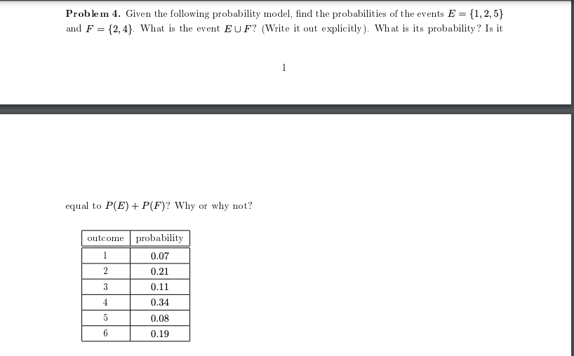 Solved Problem 4. Given the following probability model, | Chegg.com