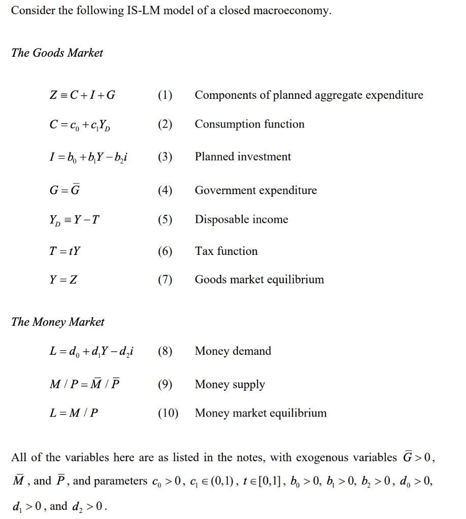 Solved 2. (7 marks) Derive the LM equation for this economy, | Chegg.com
