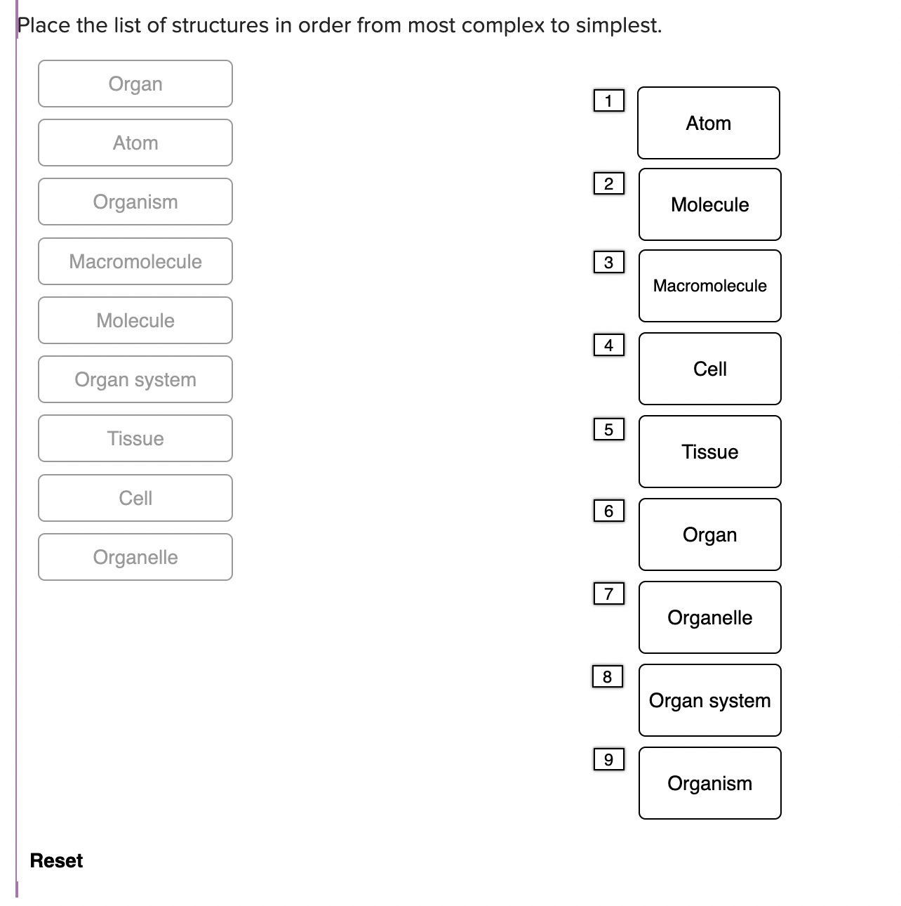Solved Place the list of structures in order from most | Chegg.com