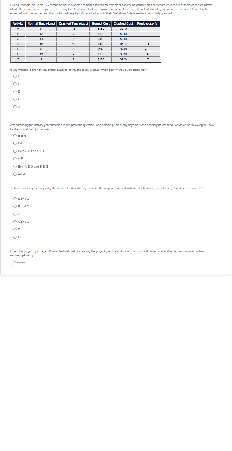 Solved PM.63 Ulimate Idol is an IBC company that is planning | Chegg.com