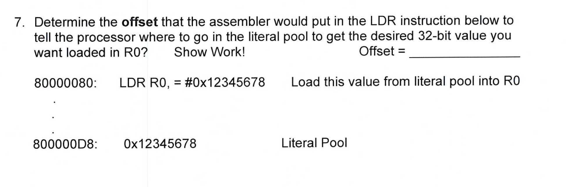 Solved 7 Determine The Offset That The Assembler Would Put 