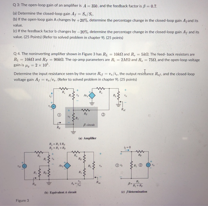 Solved Q 3 The Open Loop Gain Of An Amplifier Is A 350
