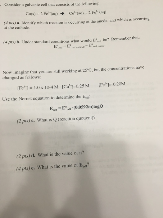 Solved Consider a galvanic cell that consists of the | Chegg.com