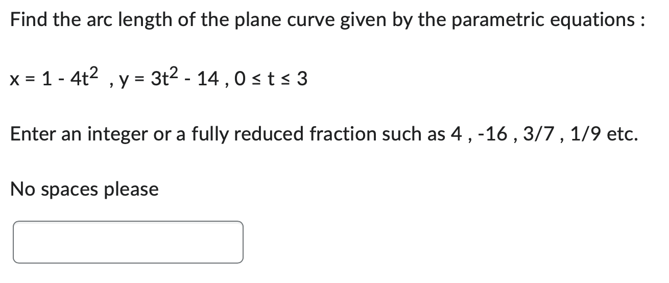 Solved Find the arc length of the plane curve given by the | Chegg.com