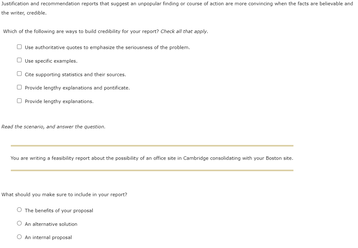 Solved Justification and recommendation reports that suggest | Chegg.com