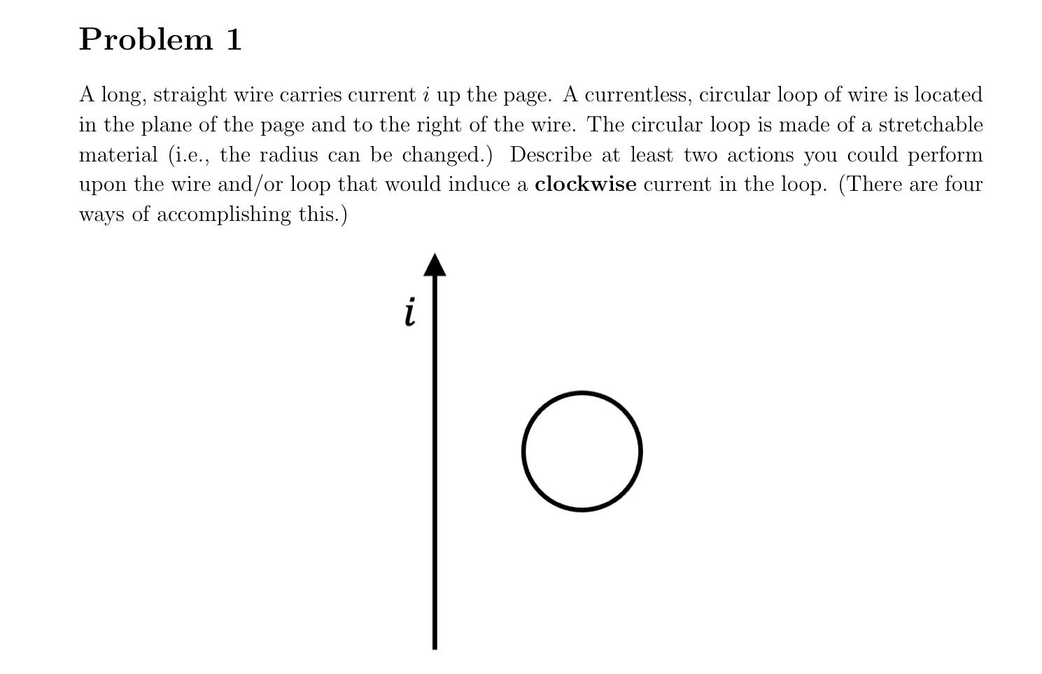 Solved A long, straight wire carries current i up the page. | Chegg.com