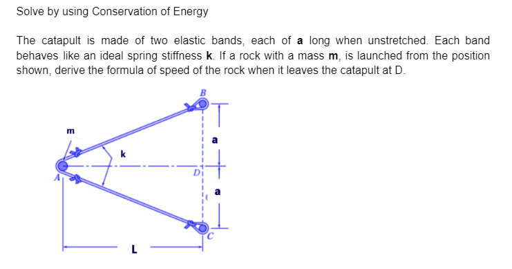 Solved Solve by using Conservation of Energy The catapult is | Chegg.com