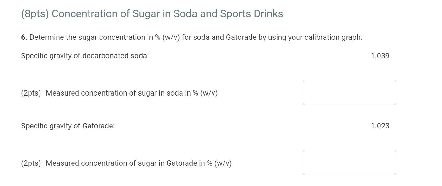 Solved (8pts) Concentration of Sugar in Soda and Sports | Chegg.com