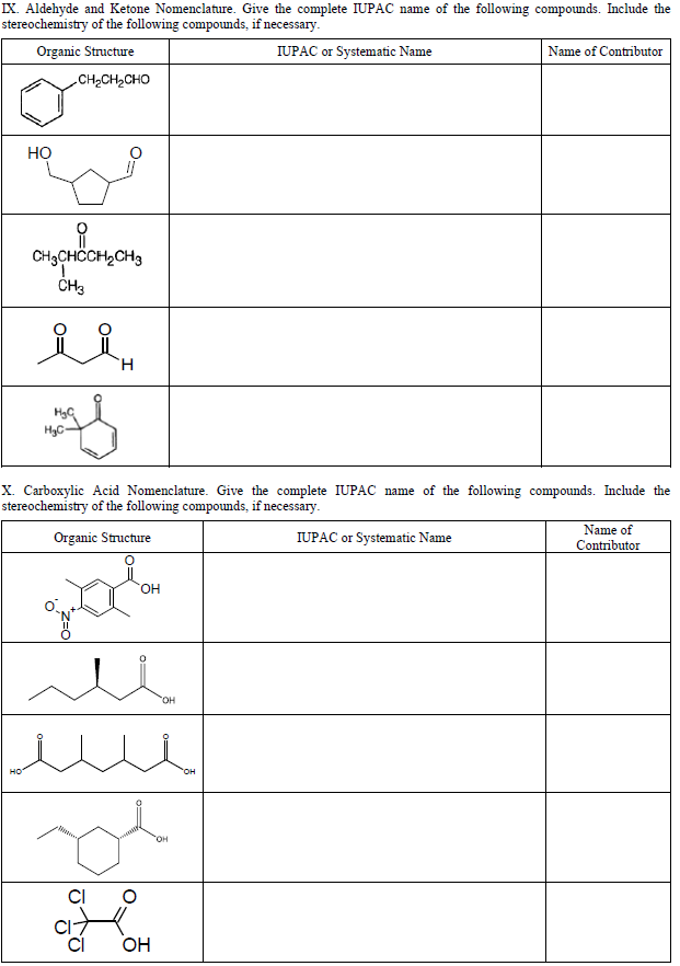 Solved IX. Aldehyde and Ketone Nomenclature. Give the | Chegg.com