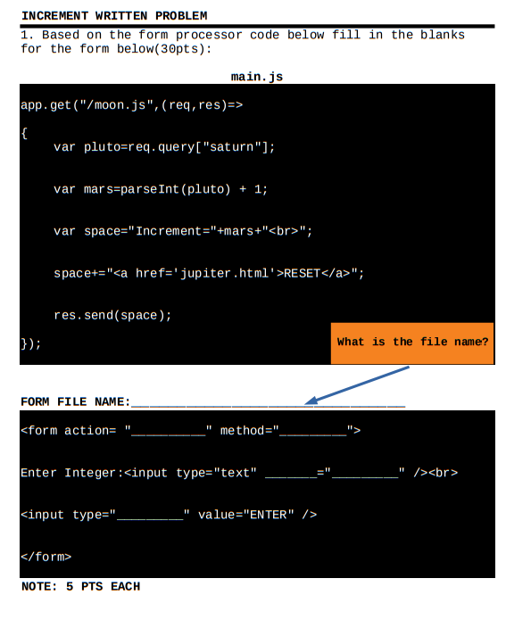 Solved INCREMENT WRITTEN PROBLEM 1. Based on the form | Chegg.com
